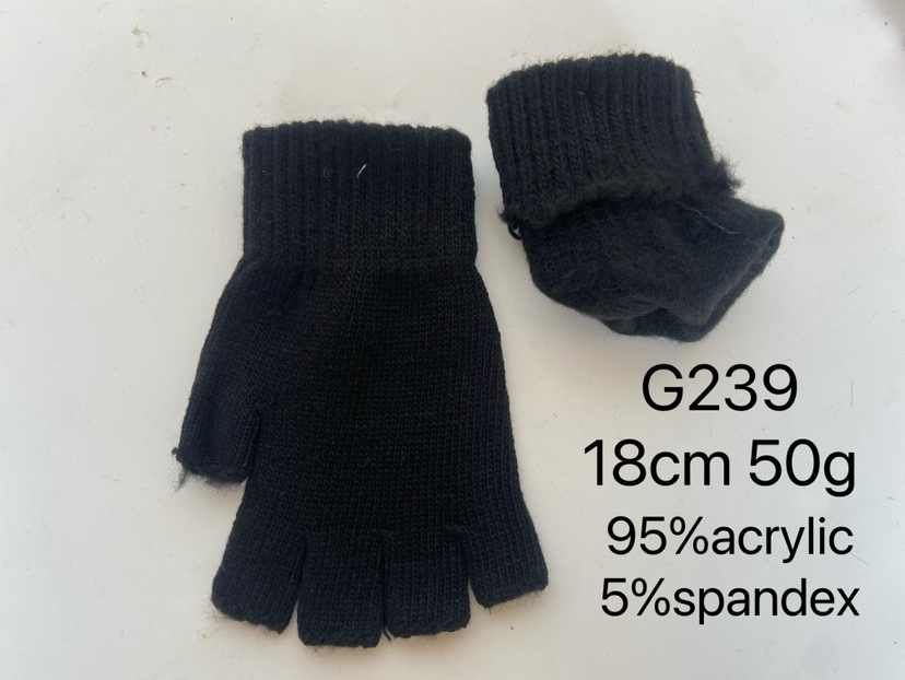 Mitaines noires doublées en acrylique et spandex (x12) - Grossiste